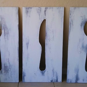 Large Rustic Fork Knife Spoon Kitchen Hanging Sign Wall Art Decor ...