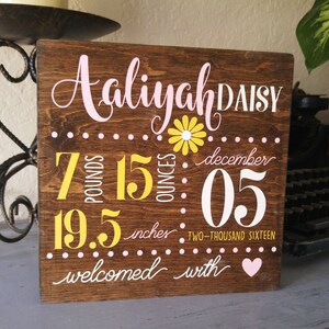 Custom Newborn Stats Wood Sign - Personalized Child/birth Announcement ...