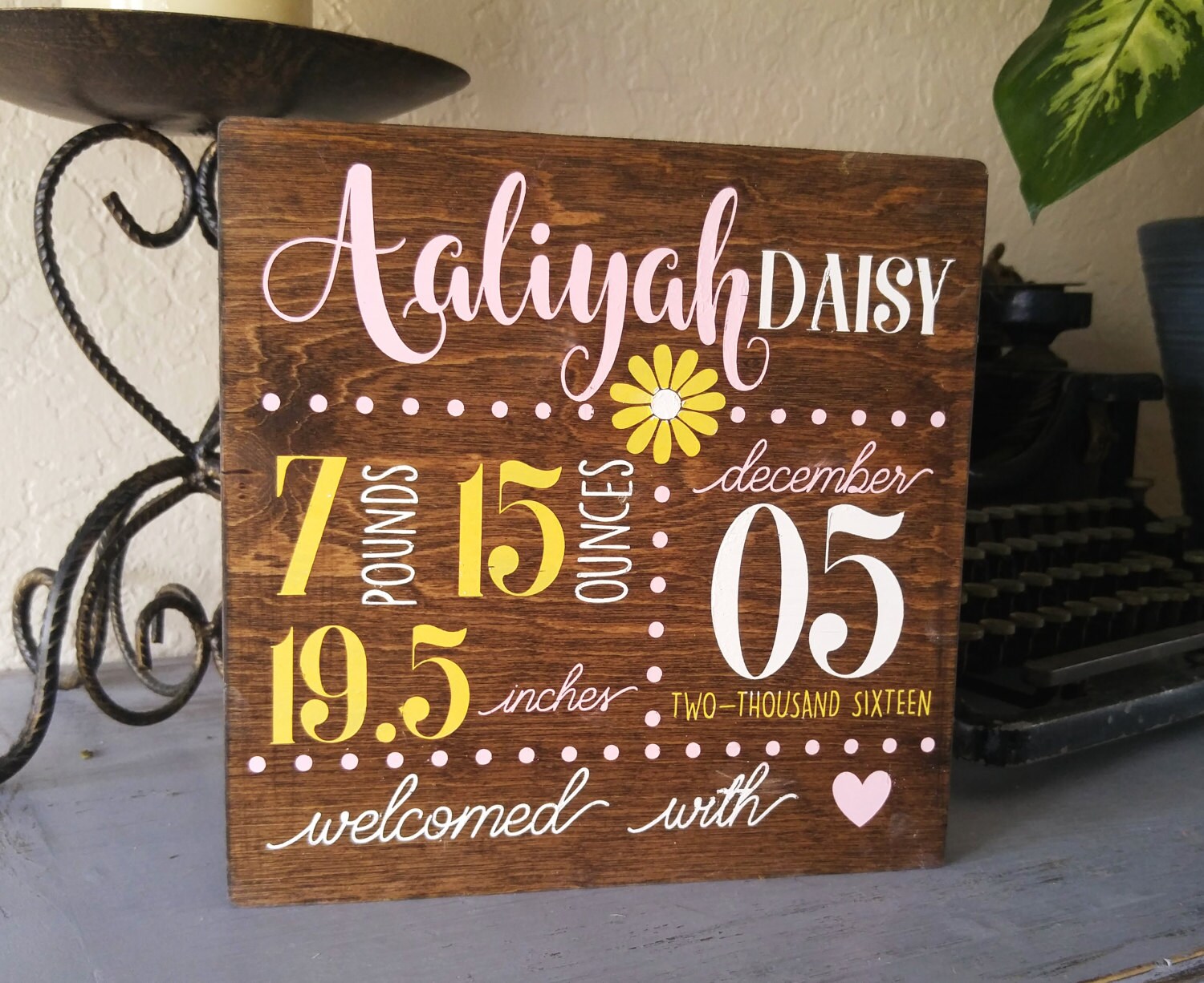 Custom Newborn Stats Wood Sign - Personalized Child/birth Announcement ...
