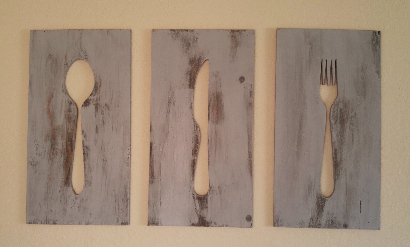 Large Rustic Fork Knife Spoon Kitchen Hanging Sign Wall Art Decor ...