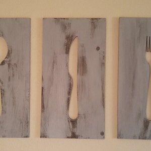 Large Rustic Fork Knife Spoon Kitchen Hanging Sign Wall Art Decor ...