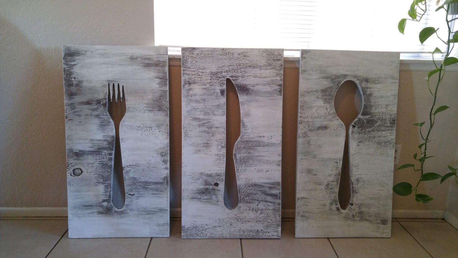 Large Rustic Fork Knife Spoon Kitchen Hanging Sign Wall Art Decor ...