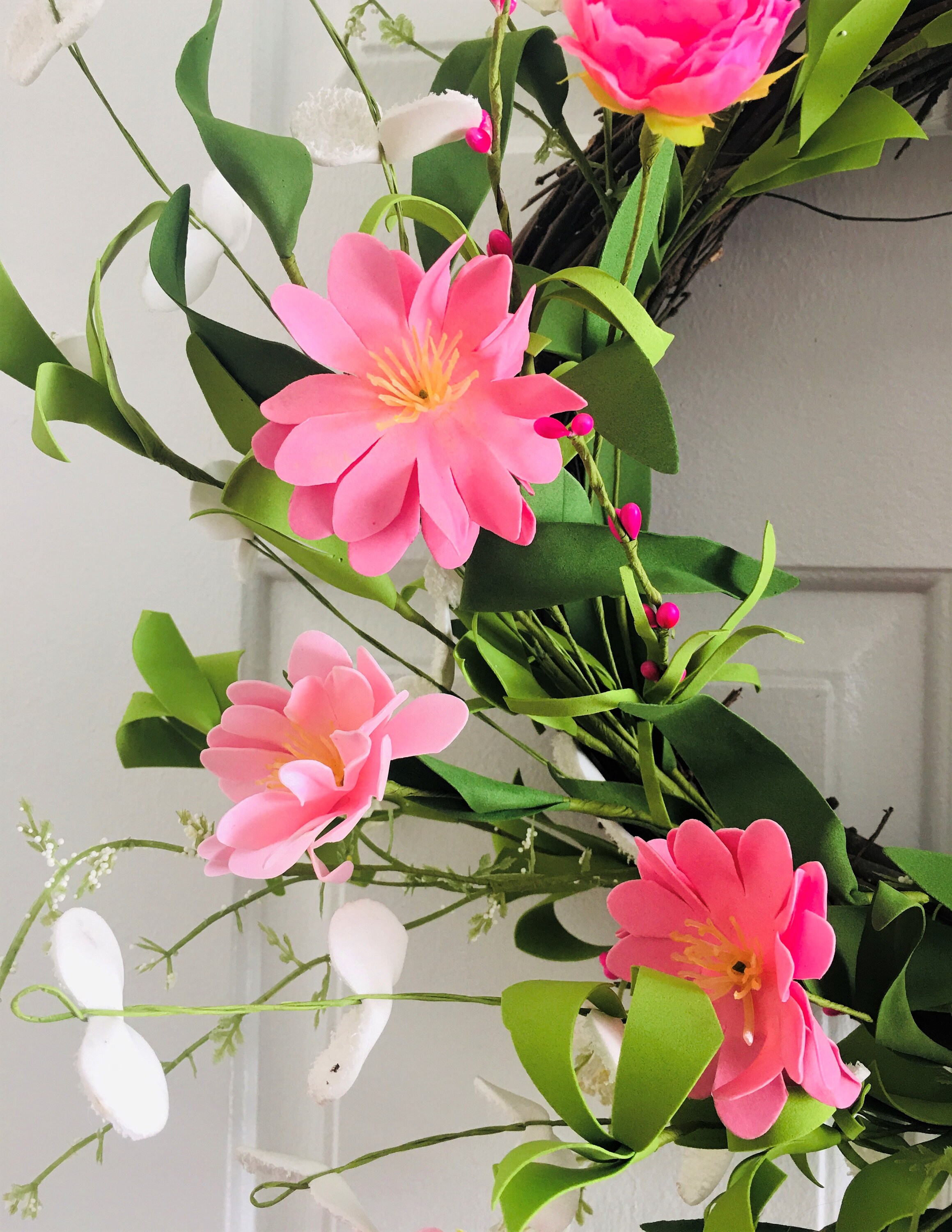 Pink Spring Flower Wreathsfront Door Wreathflower Berry - Etsy