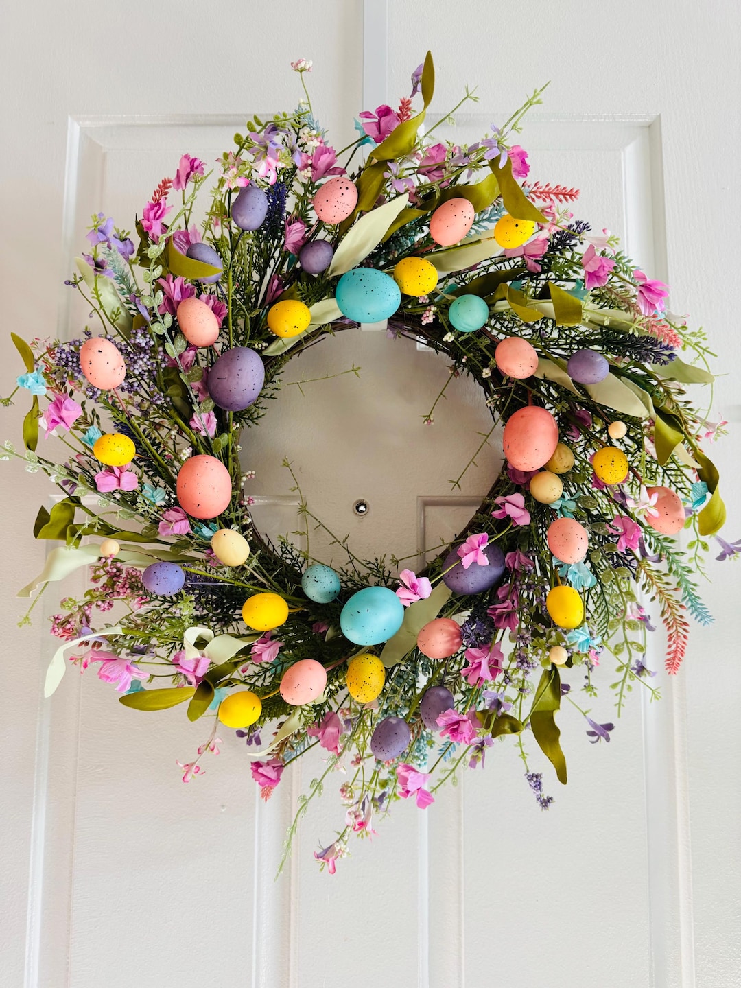 Easter Egg Wreath, Easter Wreath for Front Door, Egg Wreaths for Front ...