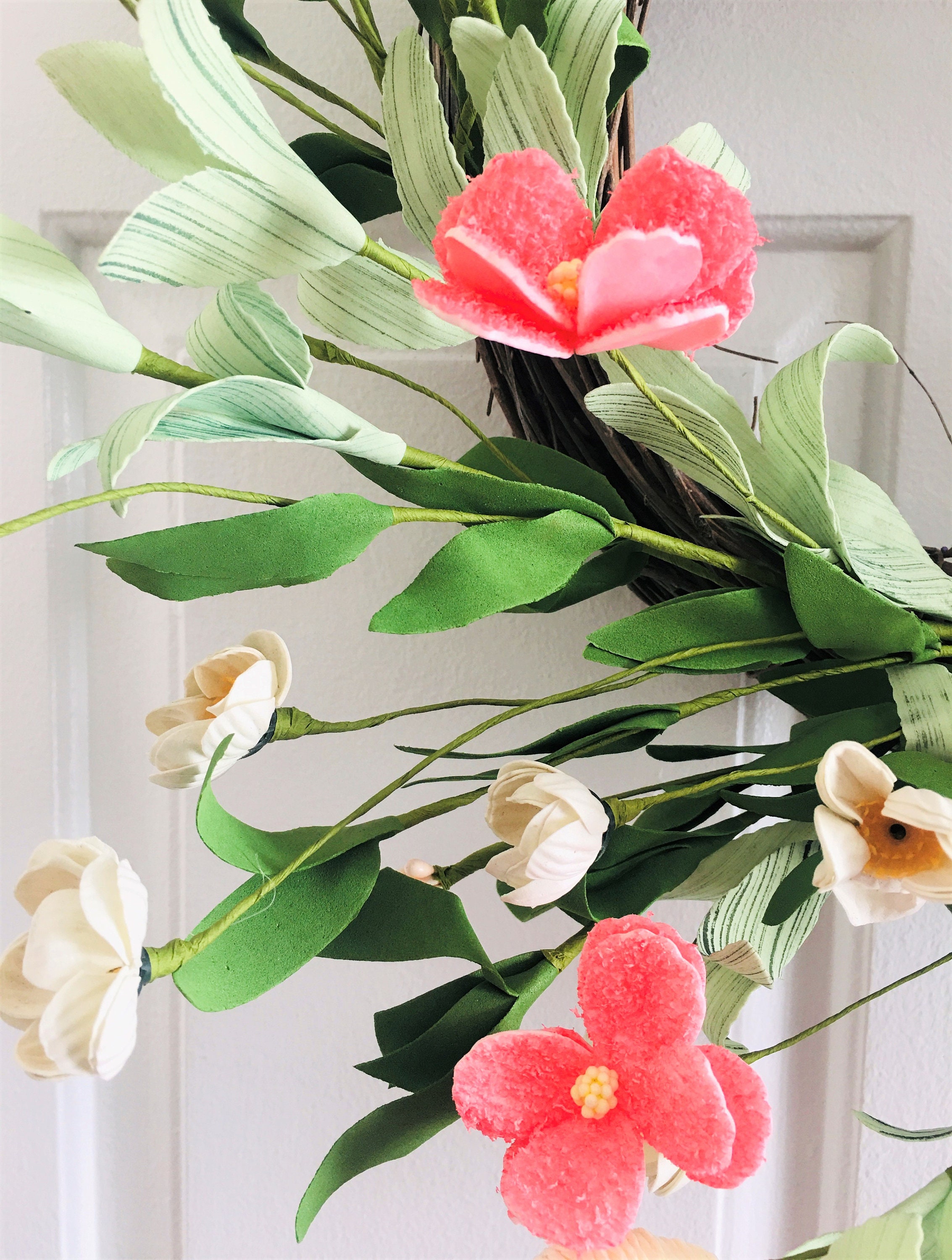 Spring Pink Flower Berry Wreath Spring Wreath for Front | Etsy