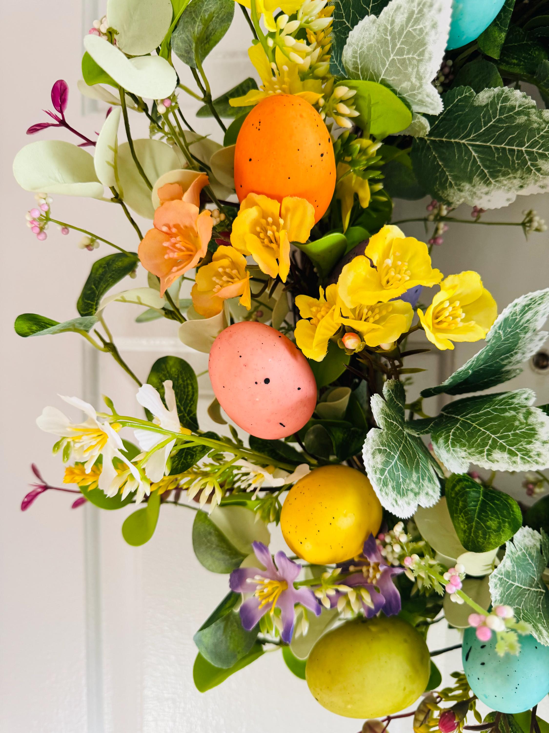Easter Egg Wreath: Spring Floral Door Decoration - Etsy
