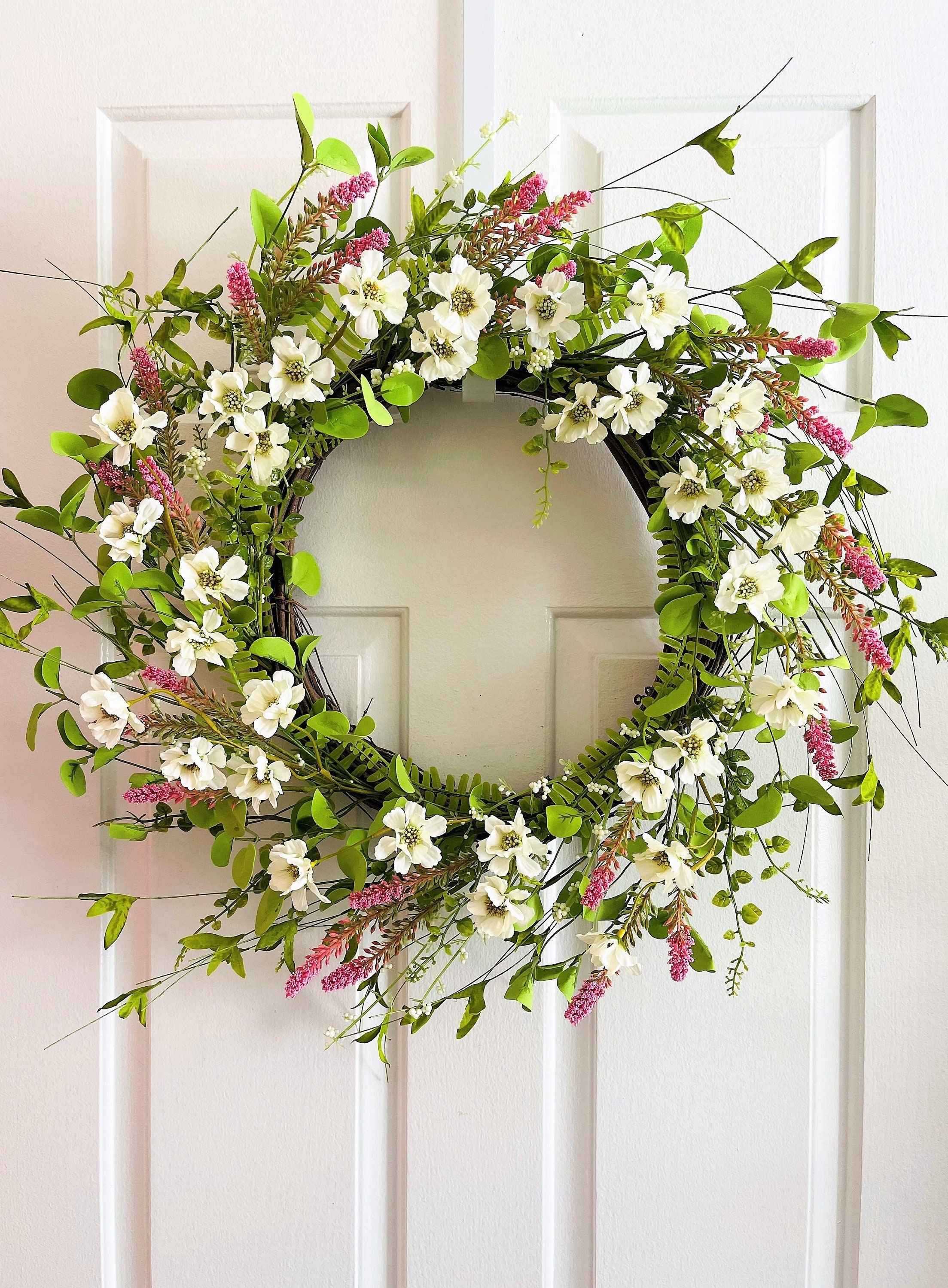 Spring White Flowers Wreath White Flowers Wreath for Front - Etsy
