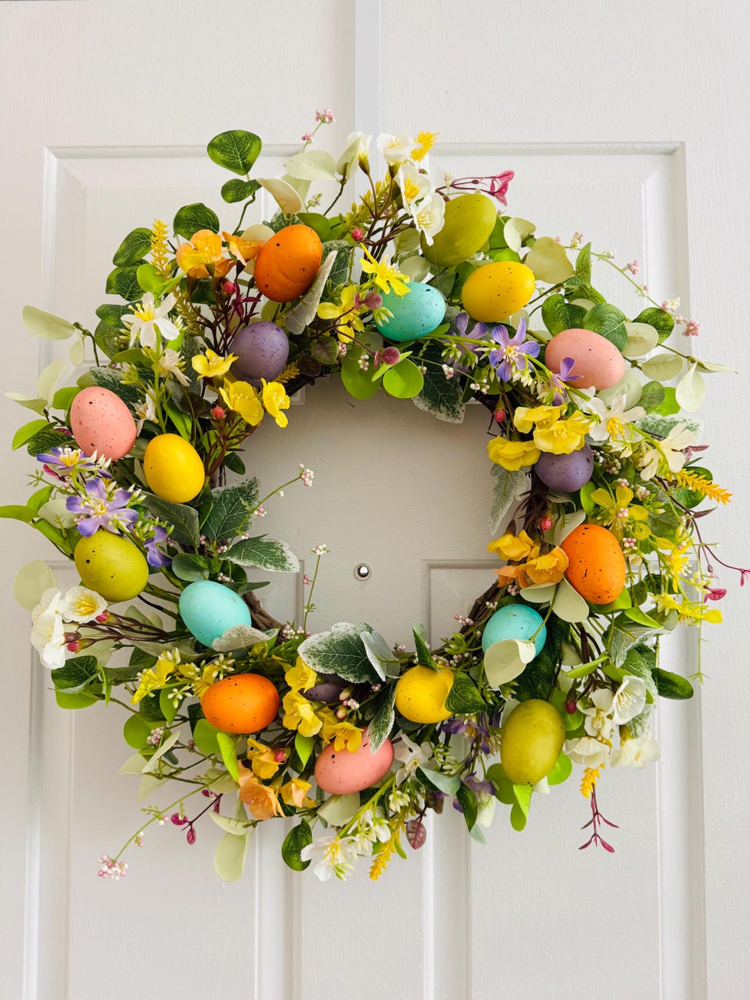 Easter Egg Wreath: Spring Floral Door Decoration - Etsy