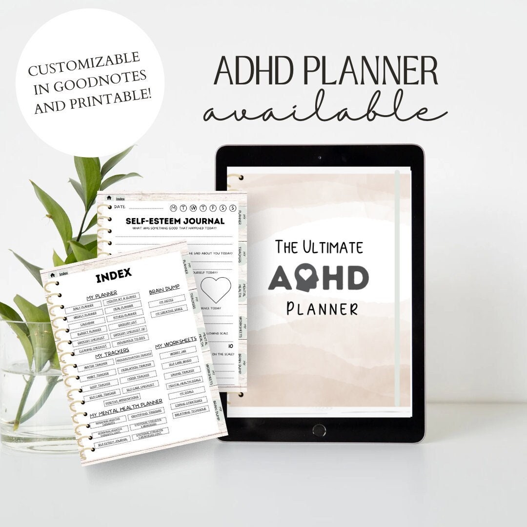 ADHD Digital Planner Undated for Ipad, Goodnotes, Downloadable PDF, and ...