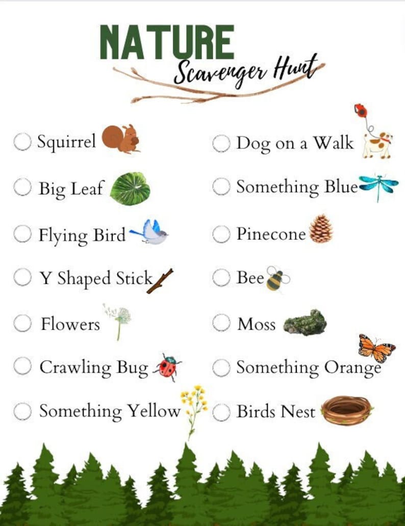 Nature Scavenger Hunt, Backyard, Outdoor, Hiking, Learning, Kids ...
