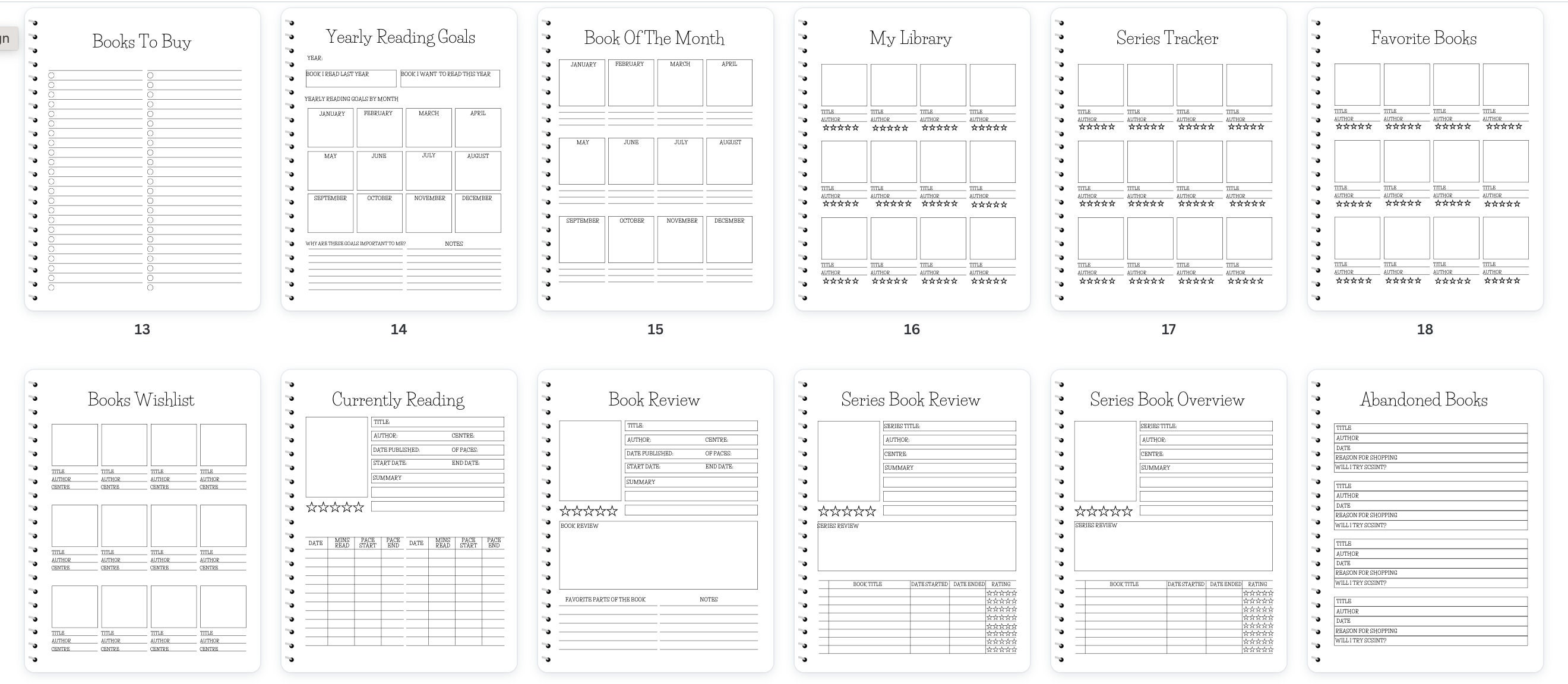 Book Reading Planner Bundle Printable, Reading Planner 2023,printable ...