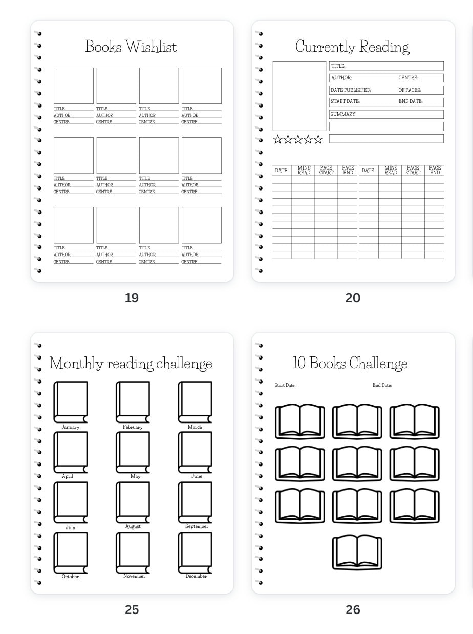 Book Reading Planner Bundle Printable, Reading Planner 2023,printable ...