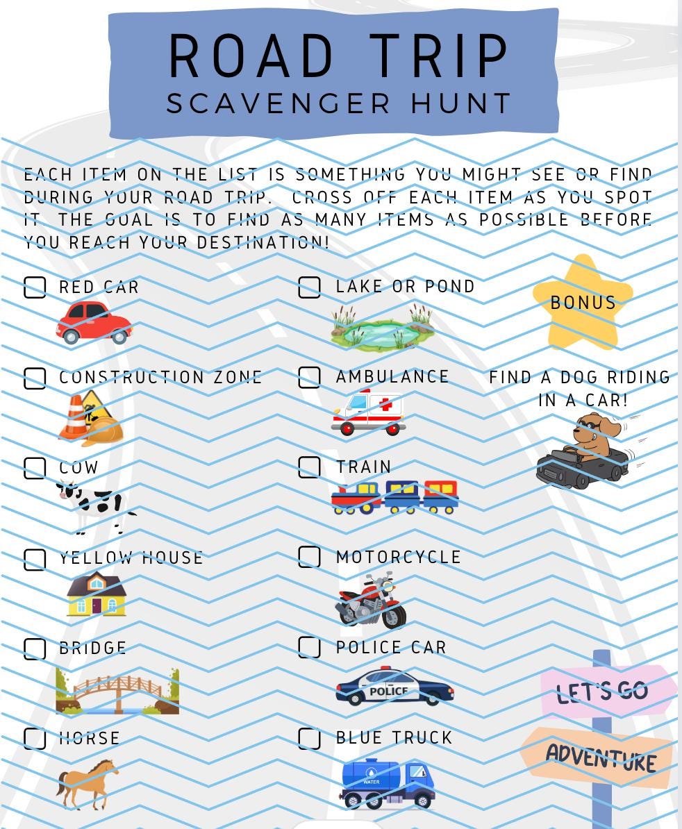 Roadtrip Scavenger Hunt, Long Drive, Driving, Learning, Kids, Toddlers ...