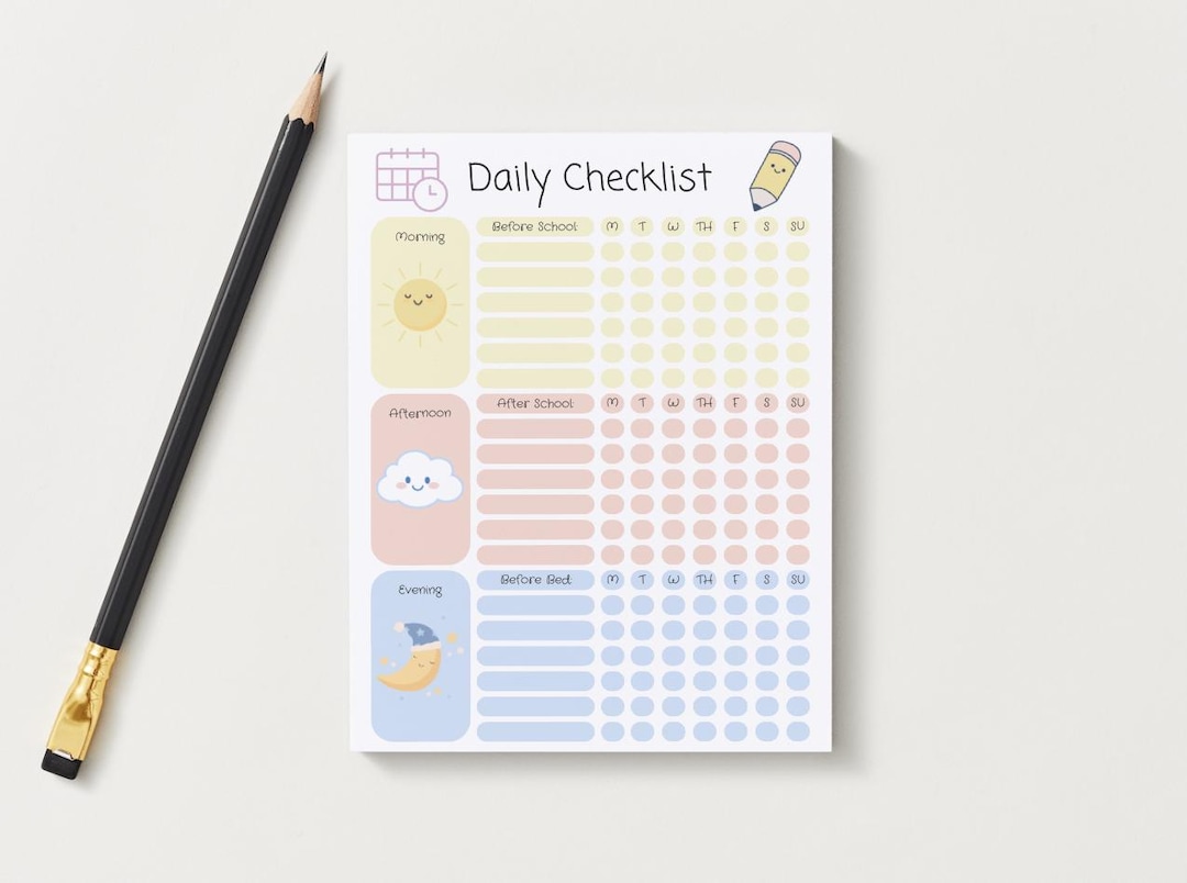 Kids Daily Checklist Digital Download - Etsy