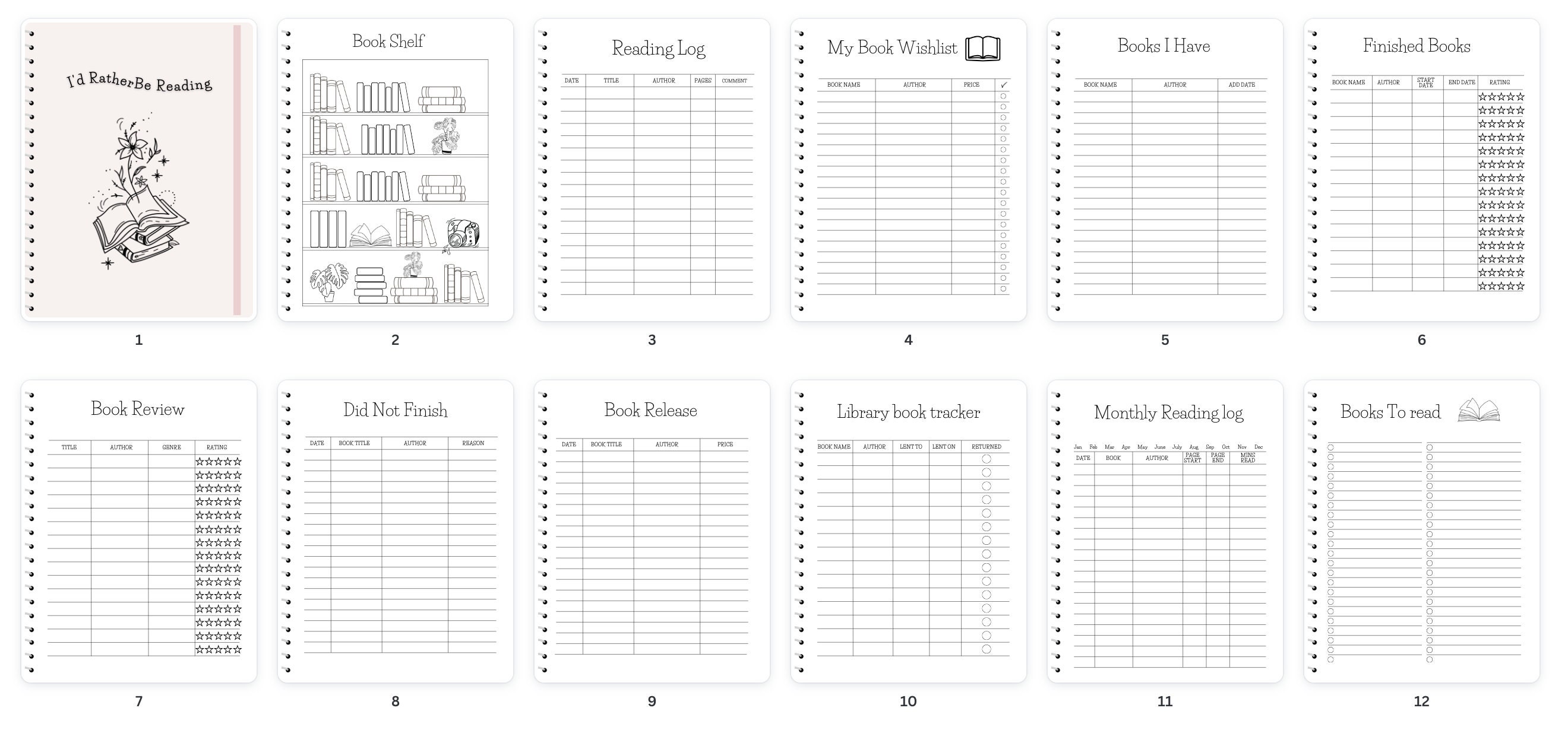 Book Reading Planner Bundle Printable, Reading Planner 2023,printable ...