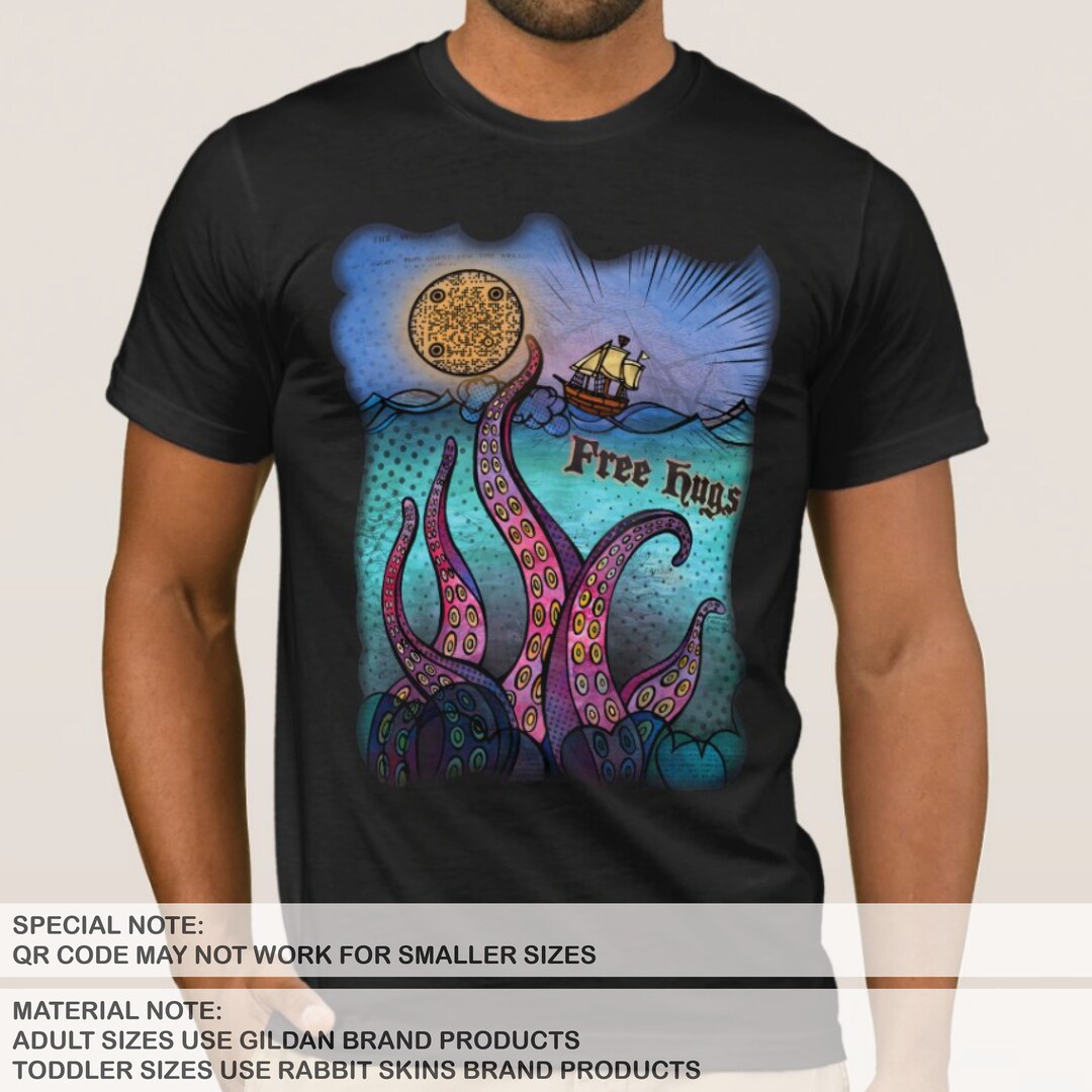 Limited Collection Graphic Art Casual Wear - "kraken Gives Free Hugs ...