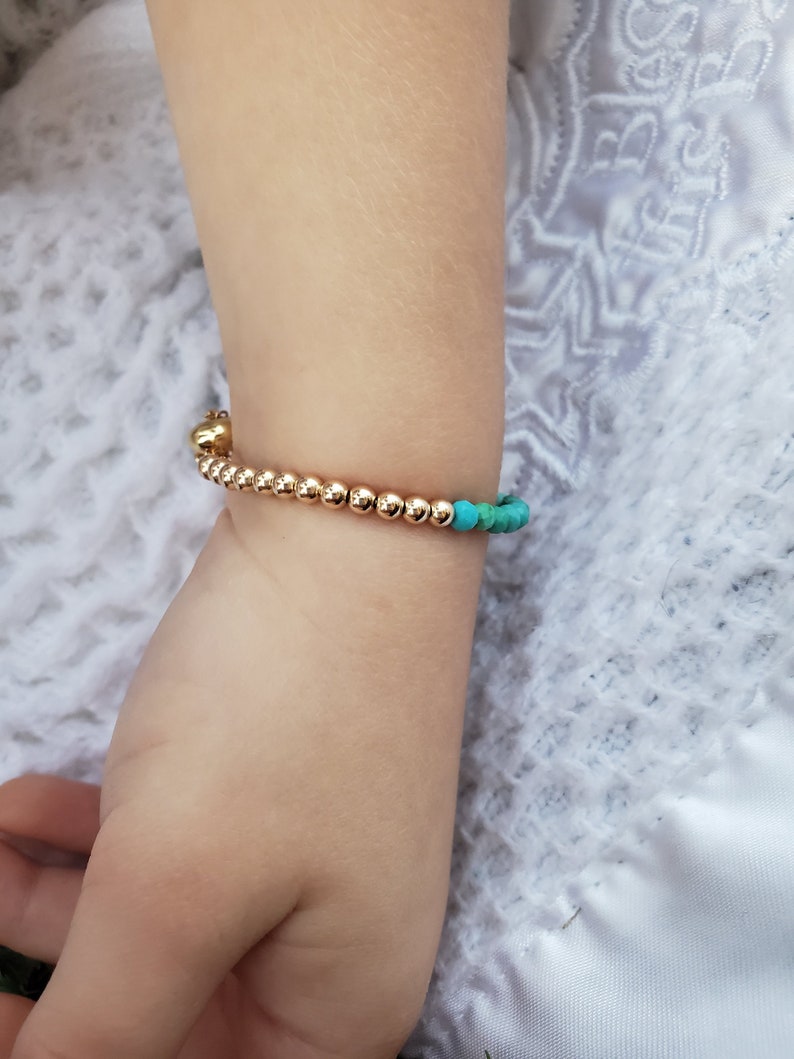 Turquoise Baby Bracelet/ Beaded Toddler Bracelet/little Girl | Etsy