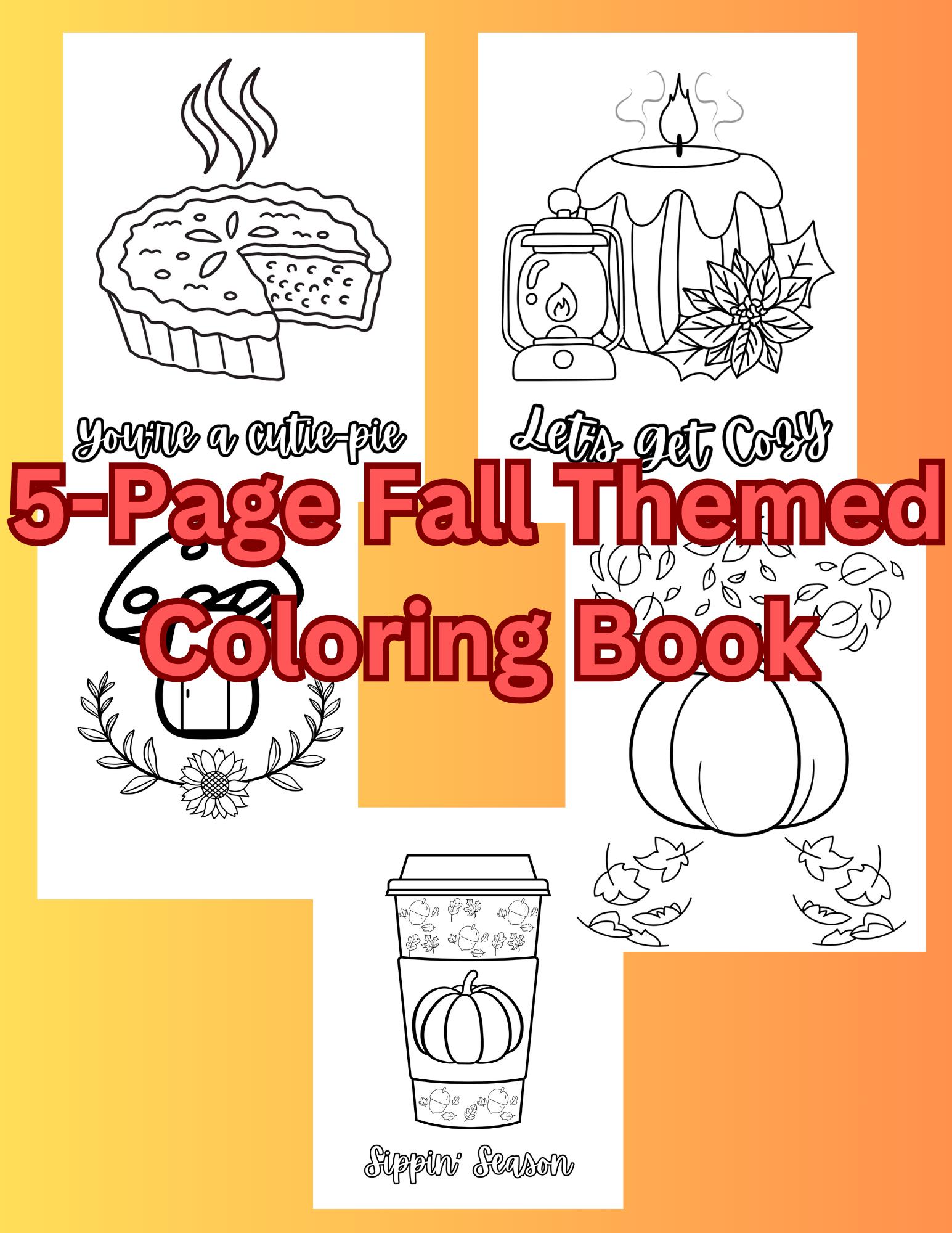 Cozy Fall Themed Coloring Pages - Etsy