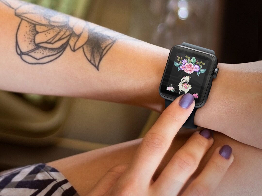 Llama in Flowers Apple Watch Wallpaper, Smart Watch Wallpaper, Digital ...