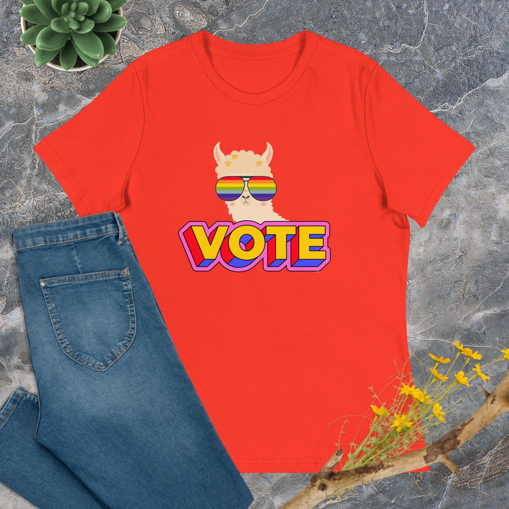 Women's Relaxed T-shirt, Vote Llama T-shirt, Llama Shirts, Voting ...