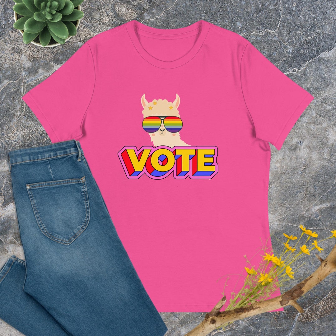 Women's Relaxed T-shirt, Vote Llama T-shirt, Llama Shirts, Voting ...
