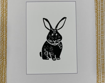 Lady With Rabbit Linocut Print Woodland Animal Lovers Print - Etsy