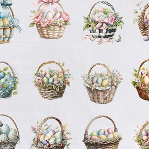 Watercolor Easter Baskets Clipart, Clipart for Commercial Use ...