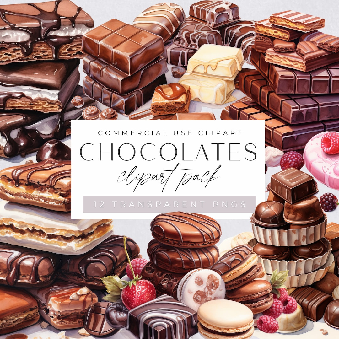 Chocolate Bar Clipart, Valentines Sweets and Treats Graphics, Card ...