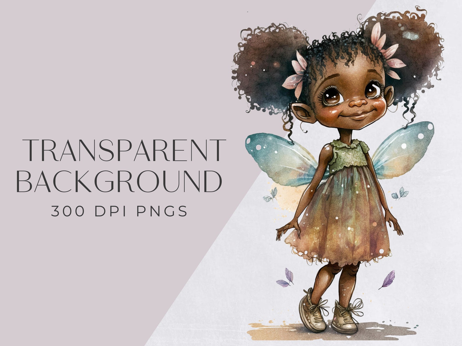 Dark Skinned Fairy Clipart | SINGLE IMAGE | Watercolor Fairy, Fairytale ...