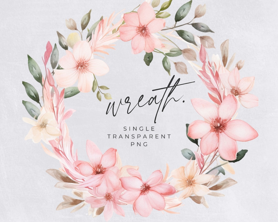 Clipart Watercolor Wreath, SINGLE IMAGE, Pink Floral Wreaths, Wild ...