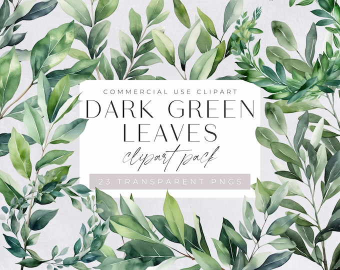 Greenery Foliage Leaves Clipart Bundle, Watercolor Leaves Png, Lush ...