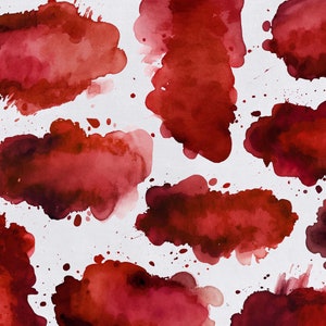 Moody Red Watercolor Washes Clipart Pack, Ruby, Cherry Texture ...