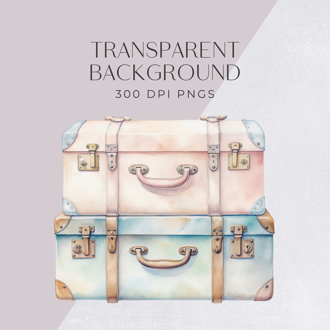 Suitcase Clipart, Luggage Clip Art, Watercolor Traveling Graphics ...