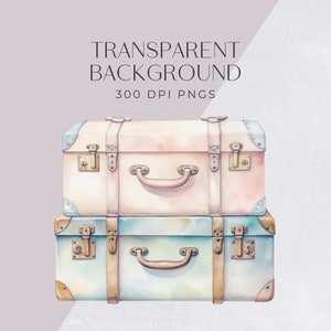 Suitcase Clipart, Luggage Clip Art, Watercolor Traveling Graphics ...