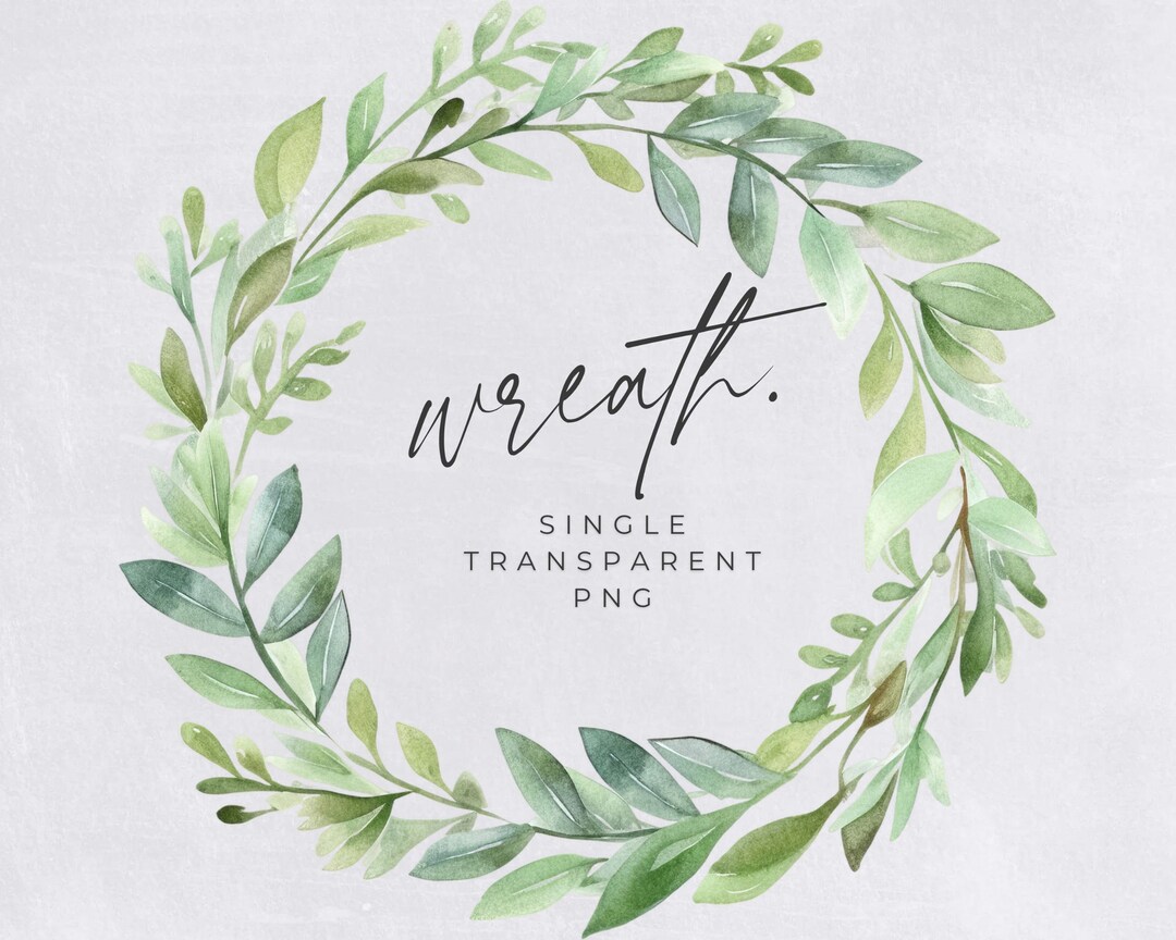 Clipart Watercolor Wreath, SINGLE IMAGE, Greenery Wreaths, Green Leaves ...