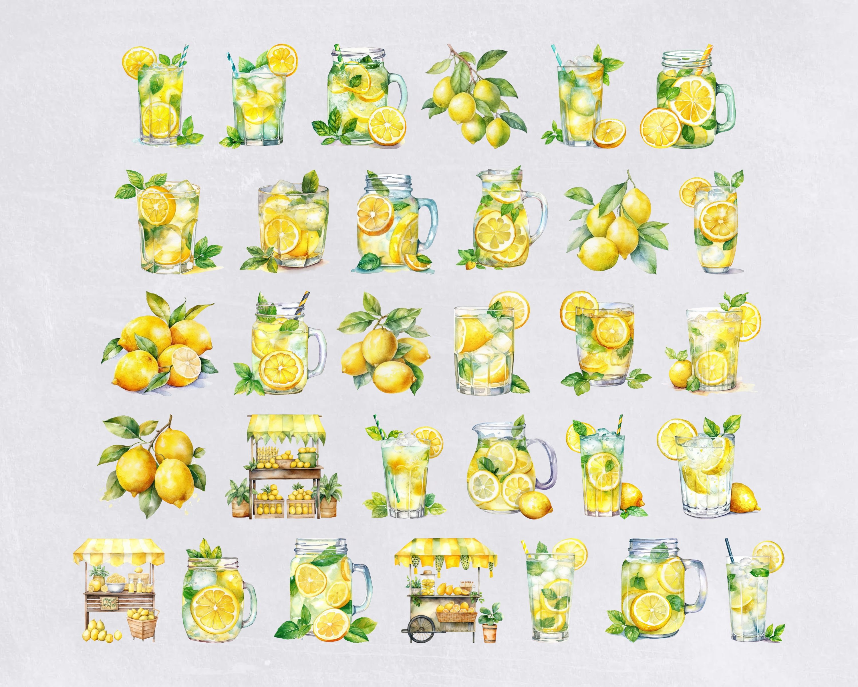 Lemonade Clipart, Tropical Summer Drinks Clip Art, Commercial Use ...