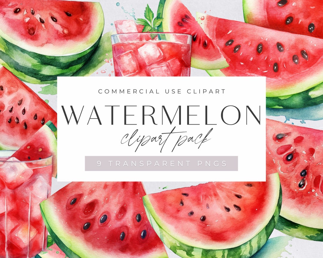 Watermelon Clipart Pack, Clip Art, Watercolor Summer Fruit, Tropical ...