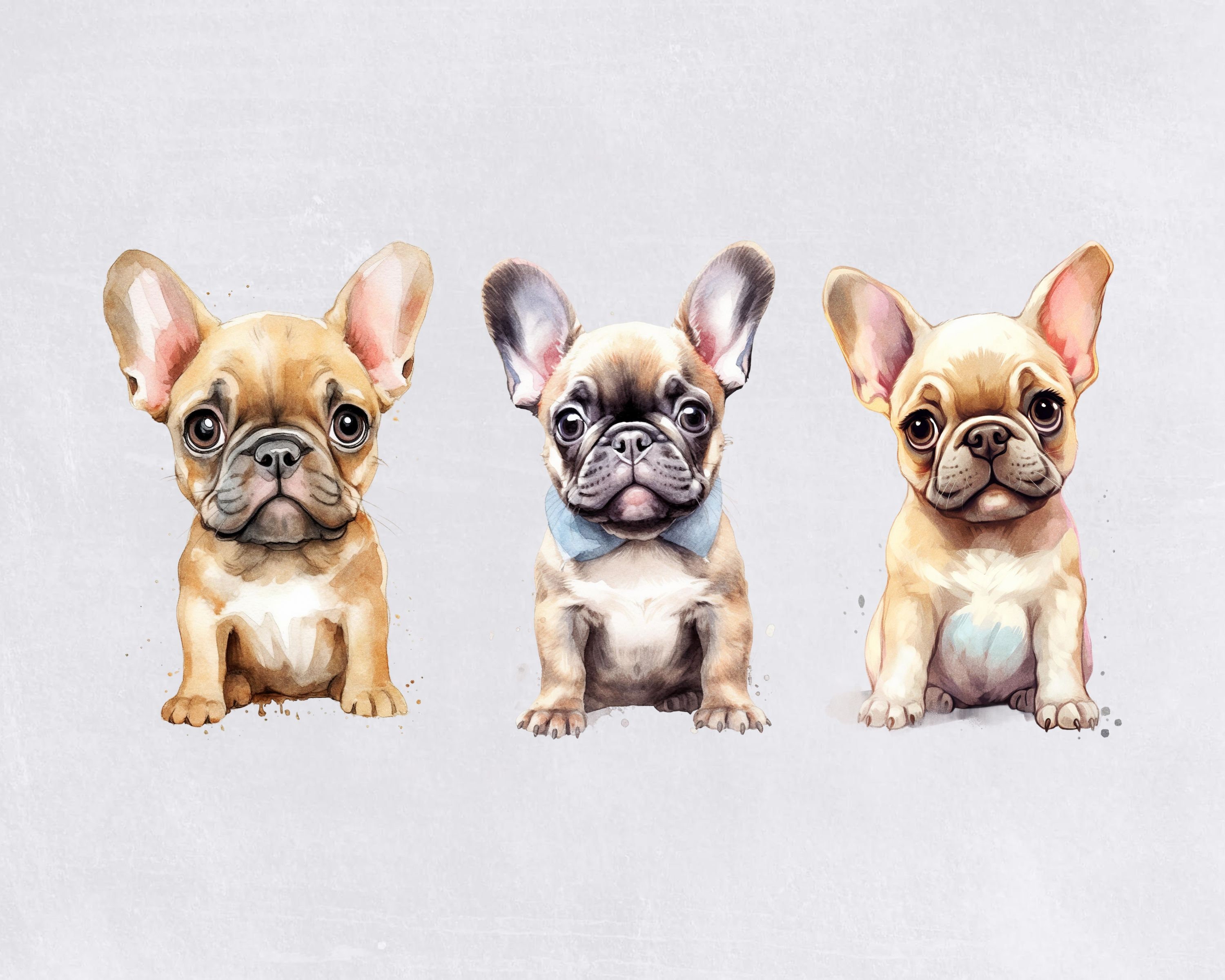 French Bulldog Clipart, Cute Frenchie Bull Dog, Watercolor Puppy for ...