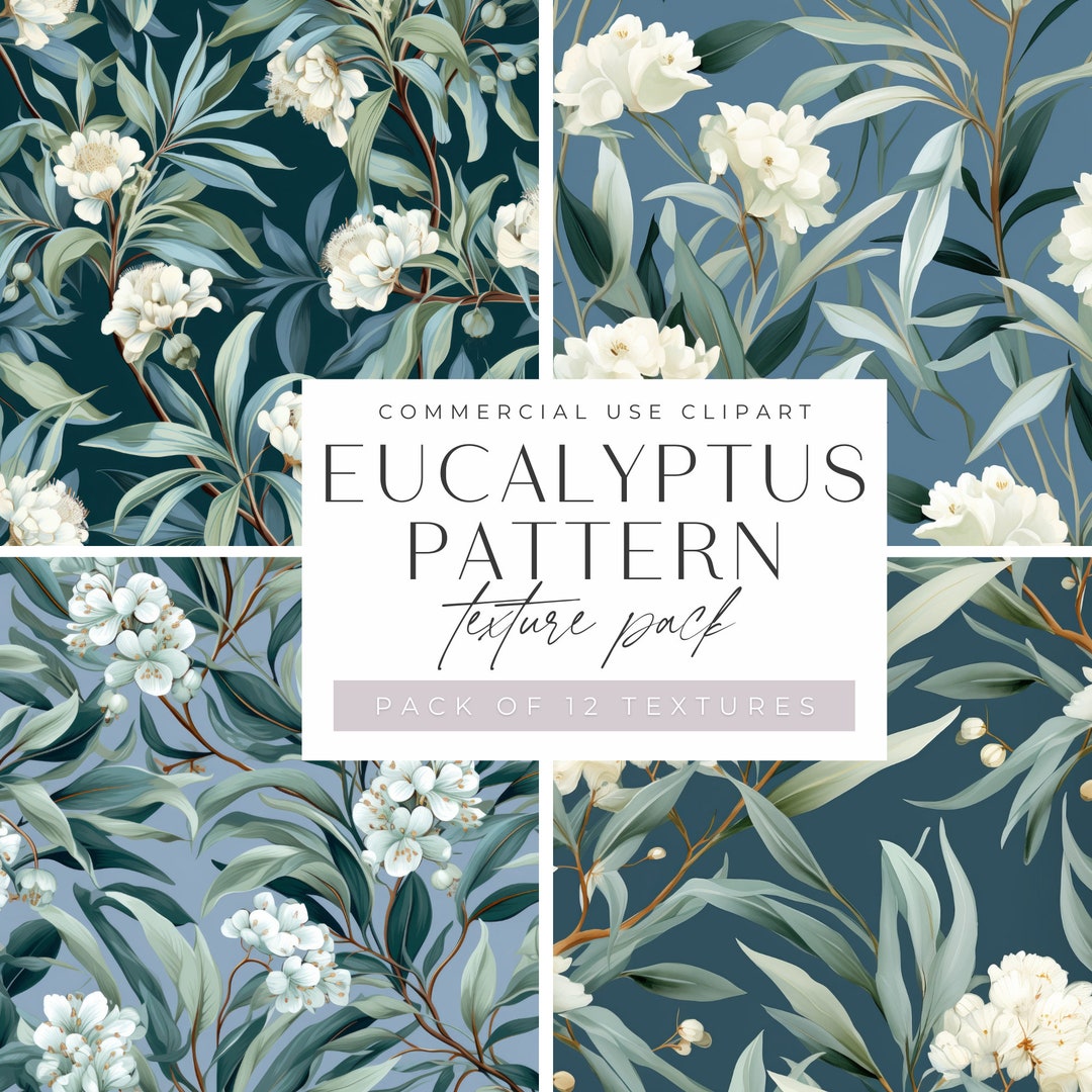 Eucalyptus Pattern Clipart, Watercolor Texture Pack, Backgrounds, Jpeg ...