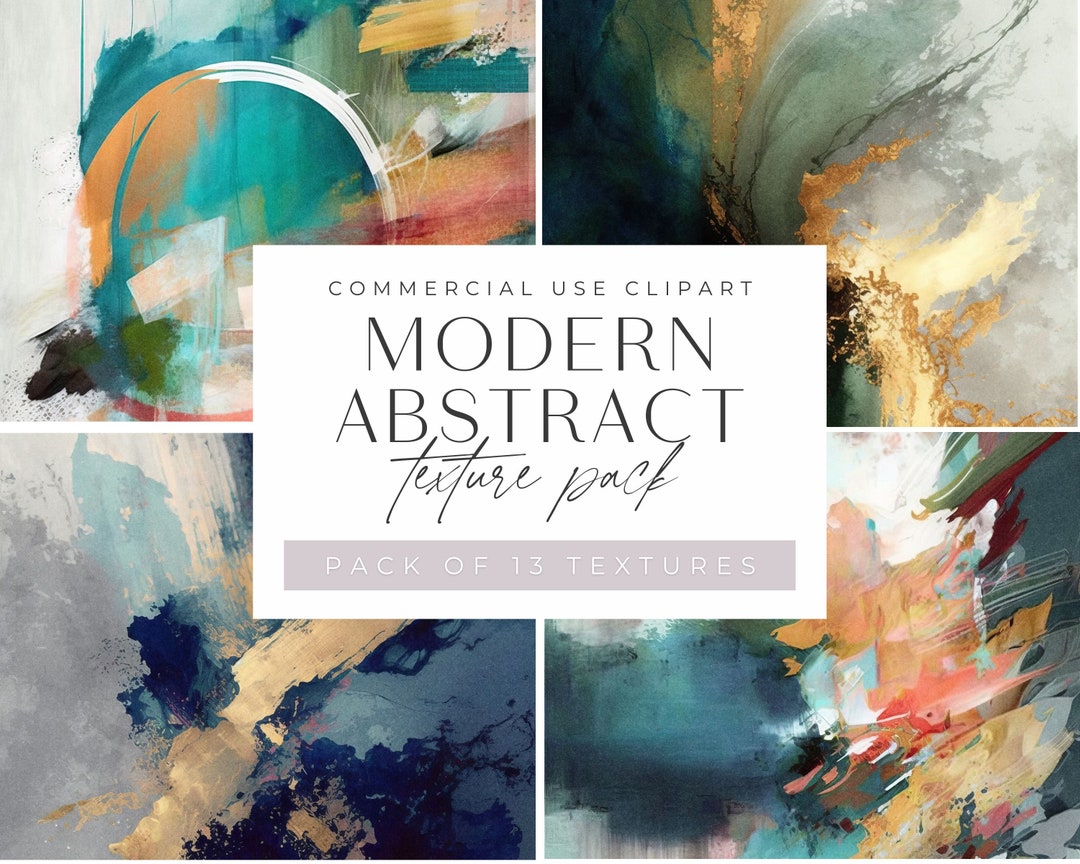 Modern Abstract Texture Clipart, Blue, Gold, Teal, Watercolor Textures ...