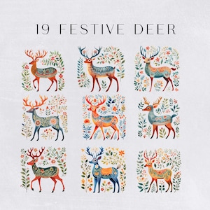 Cute Reindeer Clipart, Festive Deer Png, Christmas Animals Clip Art ...