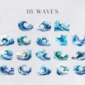 Tidal Waves Clipart, Blue Sea, Watercolor Ocean Wave, Beach, Summer ...