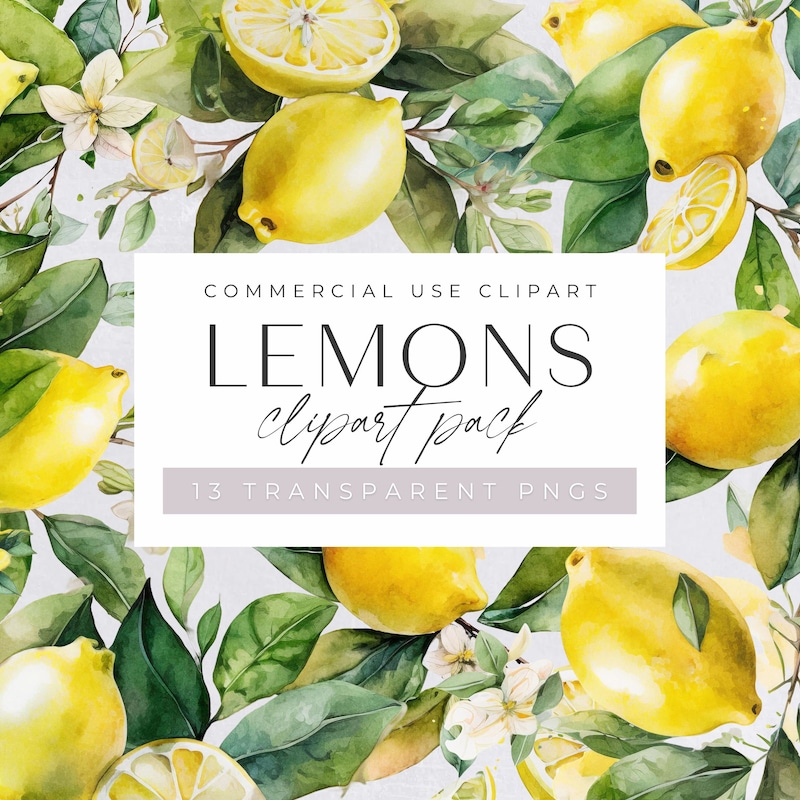 Lemon Watercolor Clipart - Etsy