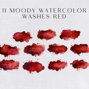 Moody Red Watercolor Washes Clipart Pack, Ruby, Cherry Texture ...