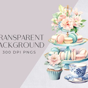 Watercolor High Tea Clipart, Commercial Use, Transparent Pngs, Teacups ...