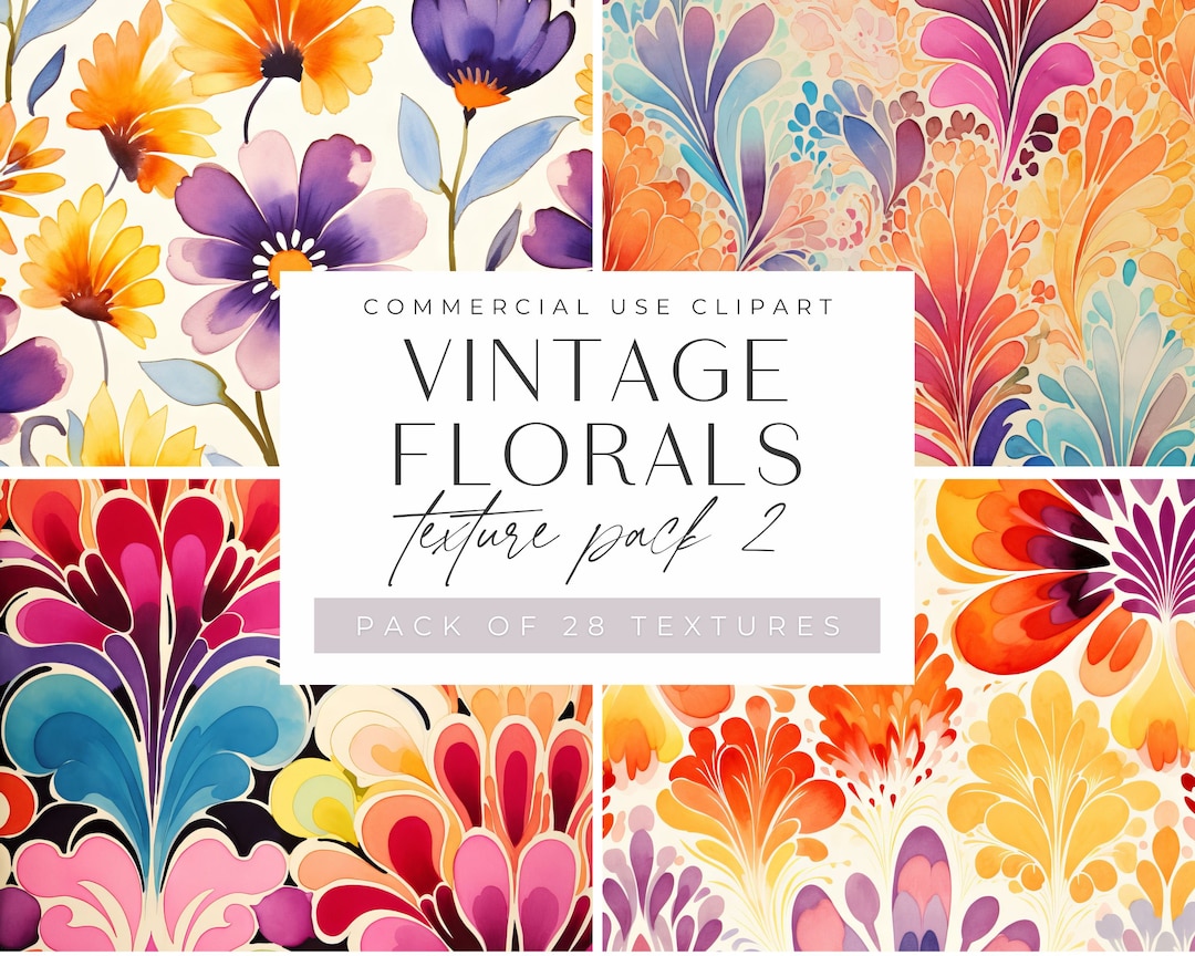 Groovy Patterns Clipart, Vintage Floral Backgrounds, Hippie, Retro ...