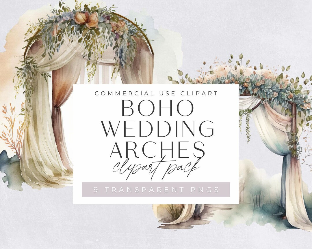 Boho Wedding Clipart Boho Arches Clipart Bride & Groom - Etsy