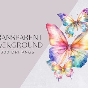 Pastel Rainbow Butterflies Clipart Pack, Transparent Png Clipart ...