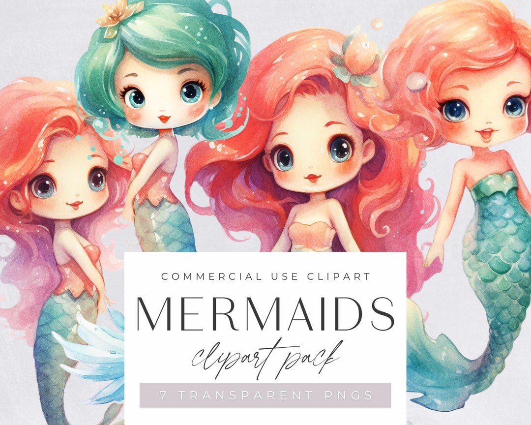 Mermaid Clipart, Fairy Tale, Magical Fantasy Clip Art, Nursery Decor ...