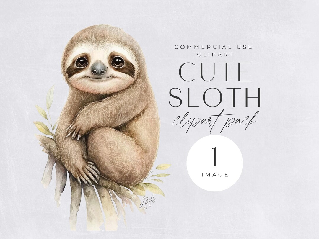 Sloth Clipart | SINGLE IMAGE | Cute Baby Shower Png, Junk Journaling ...
